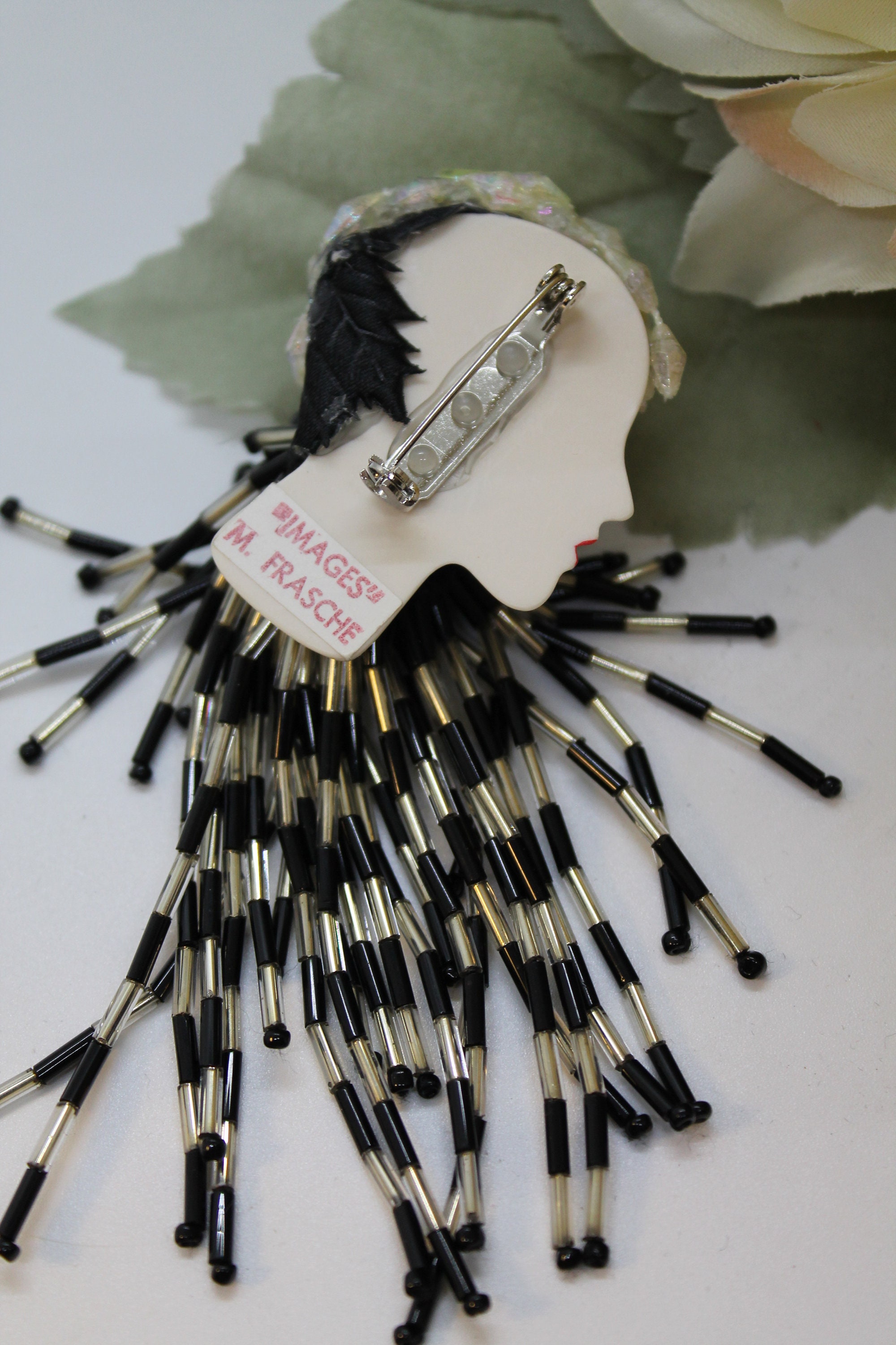 Vintage Lady Head Beaded Flapper Brooch - Etsy
