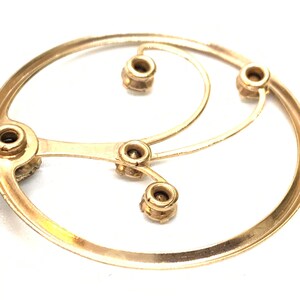 Vintage Gold Tone Bow With Dangling Circle With Swirl and Rhinestone ...