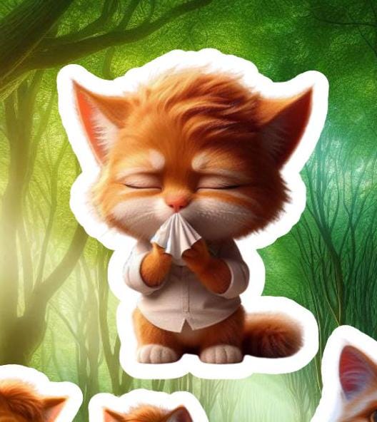 Kitty Sneezes , 3pcs Cat Sticker, Funny Sticker, Cat Sticker, Funny ...