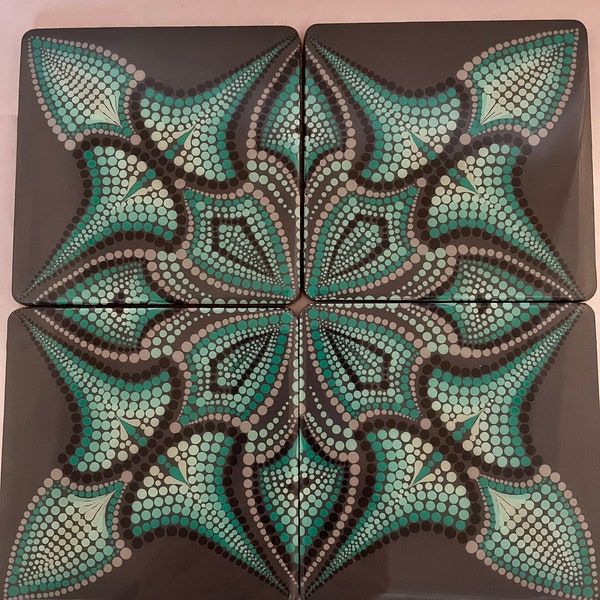 Hand Painted Wooden Coasters/dot Art Mandala Coasters/four Inch Square ...
