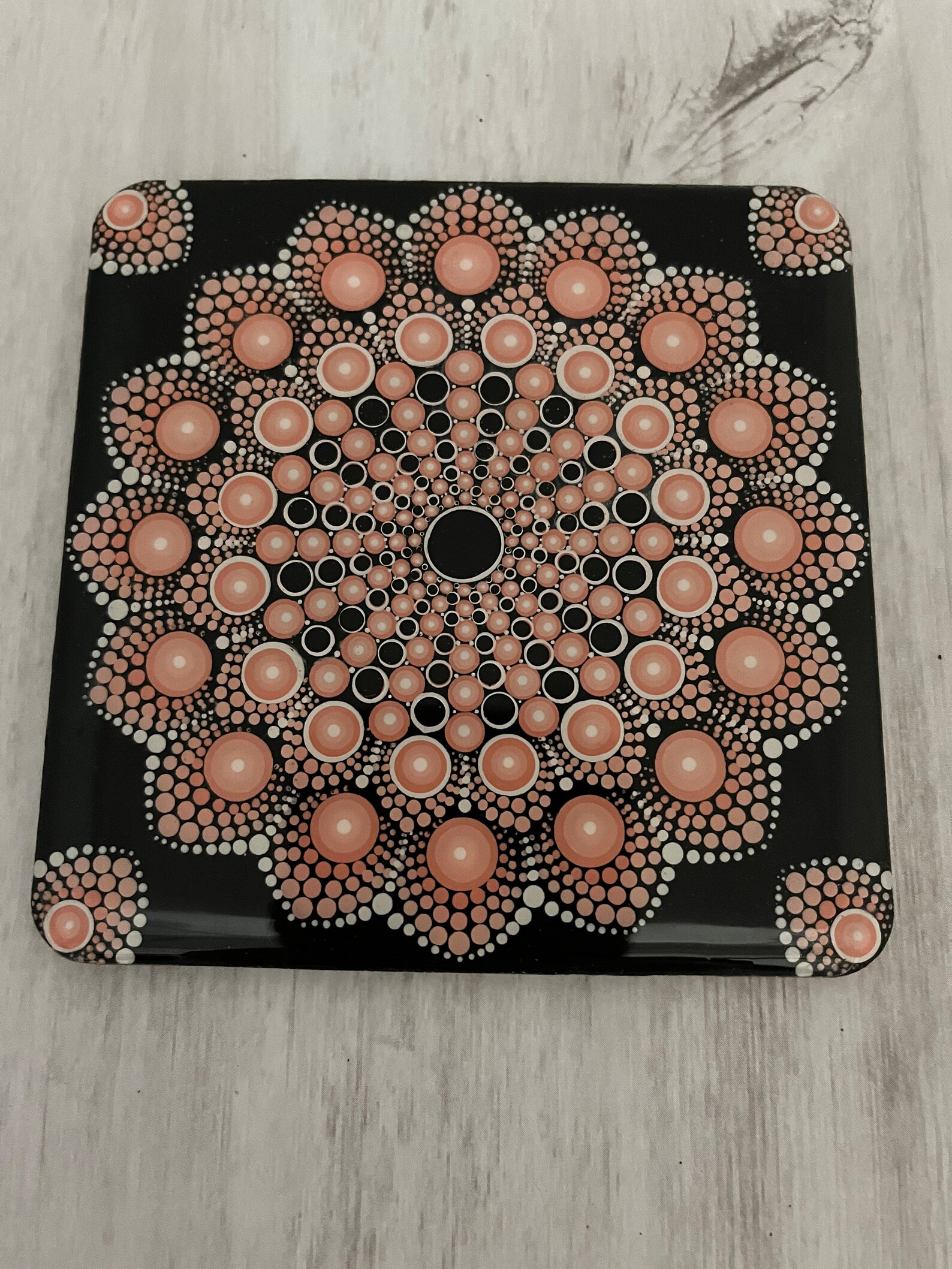 Hand Painted Wooden Coasters/dot Art Mandala Coasters/four - Etsy