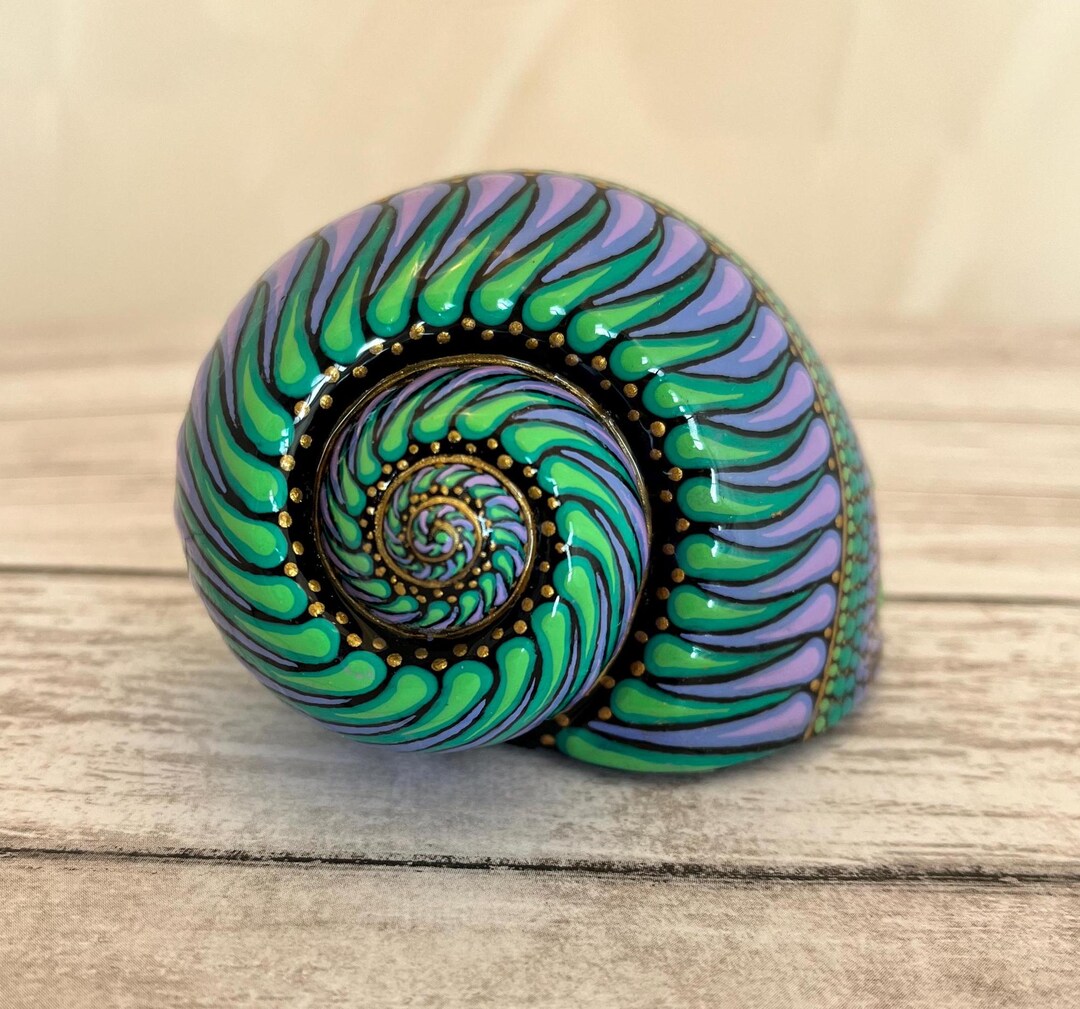 Handmade, Hand Painted, Dot Art Sea Snail, Decor, Home Decor, Office ...