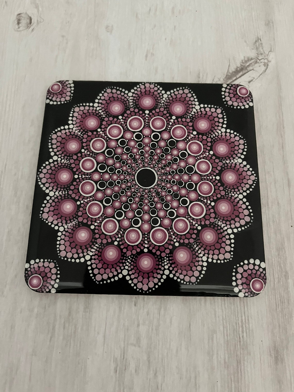Hand Painted Wooden Coasters/dot Art Mandala Coasters/four - Etsy