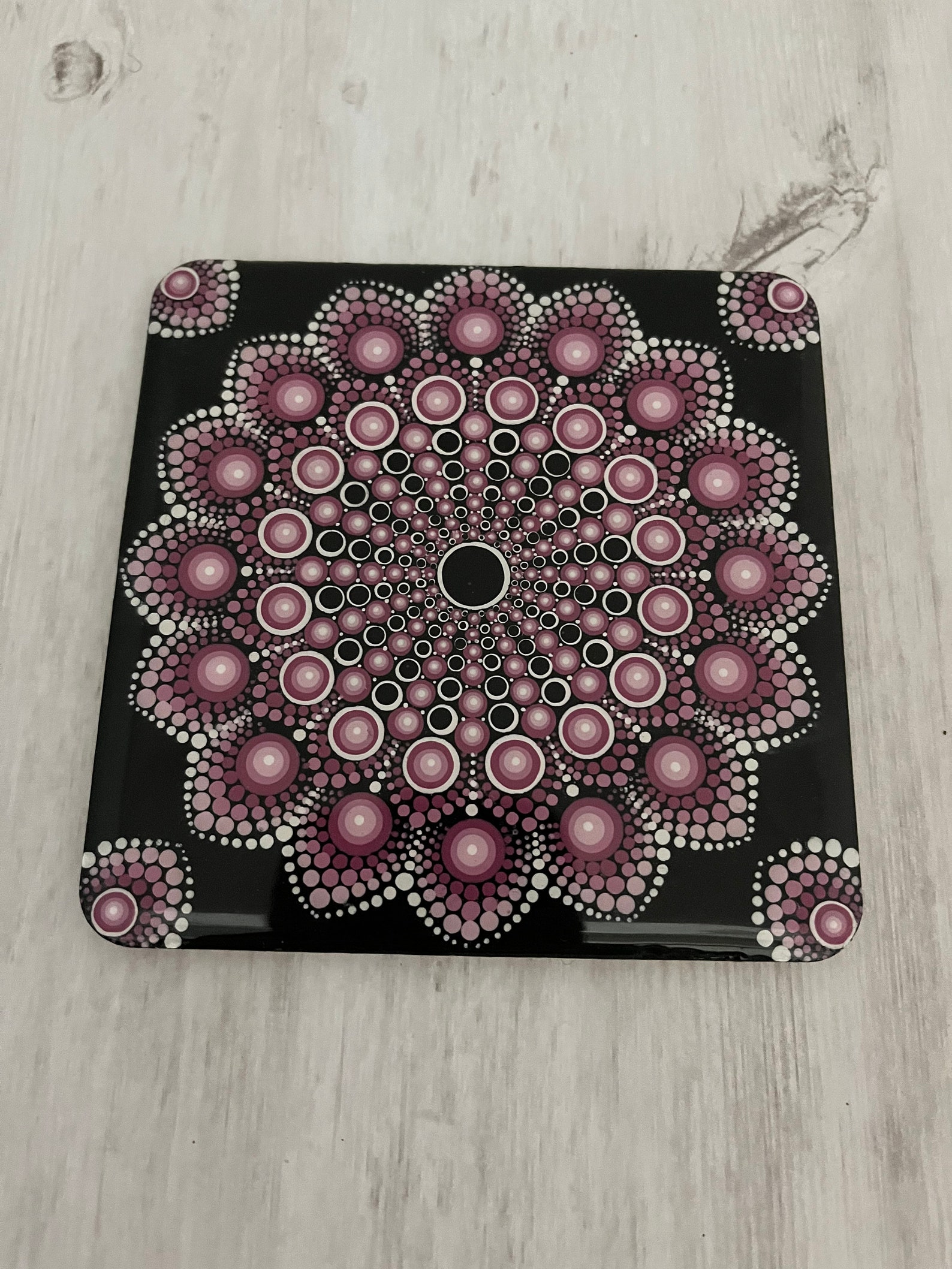 Hand Painted Wooden Coasters/dot Art Mandala Coasters/four - Etsy
