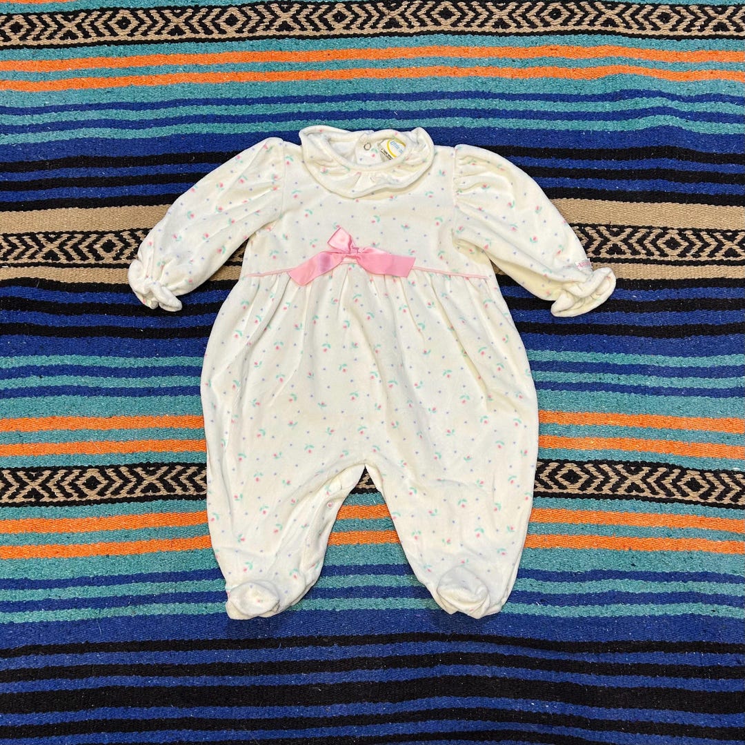 Vintage Terry Cloth Floral Collared Pajamas, 9 Months, Made in USA ...