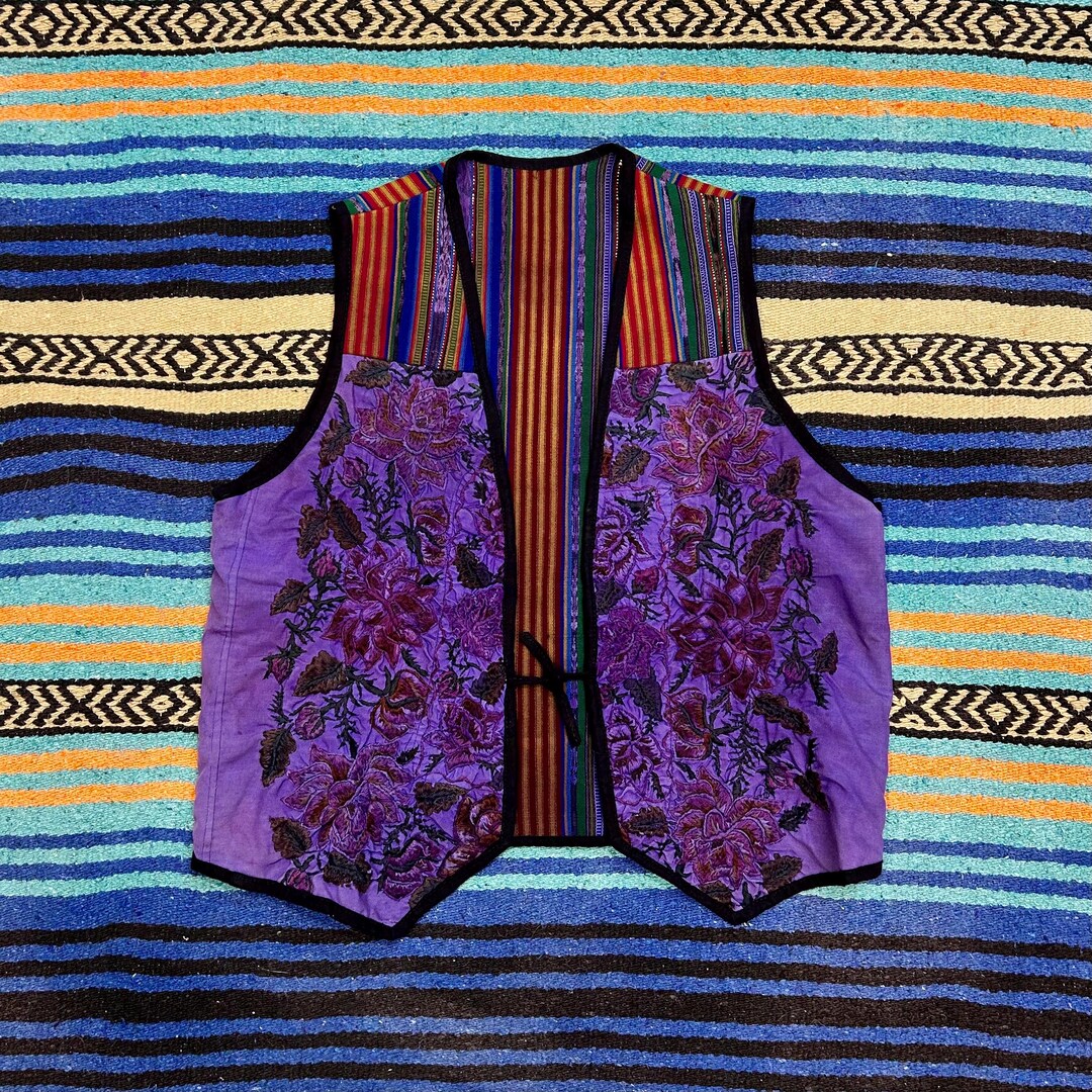 Vintage Southwestern Serape Purple Vest, One Size, Embroidered Coloful ...
