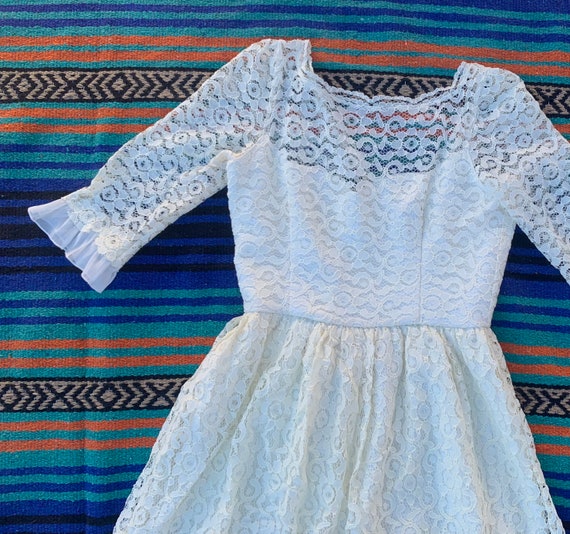 Vintage Handmade Lace Country Ruffle Hi-Low Wedding P… - Gem