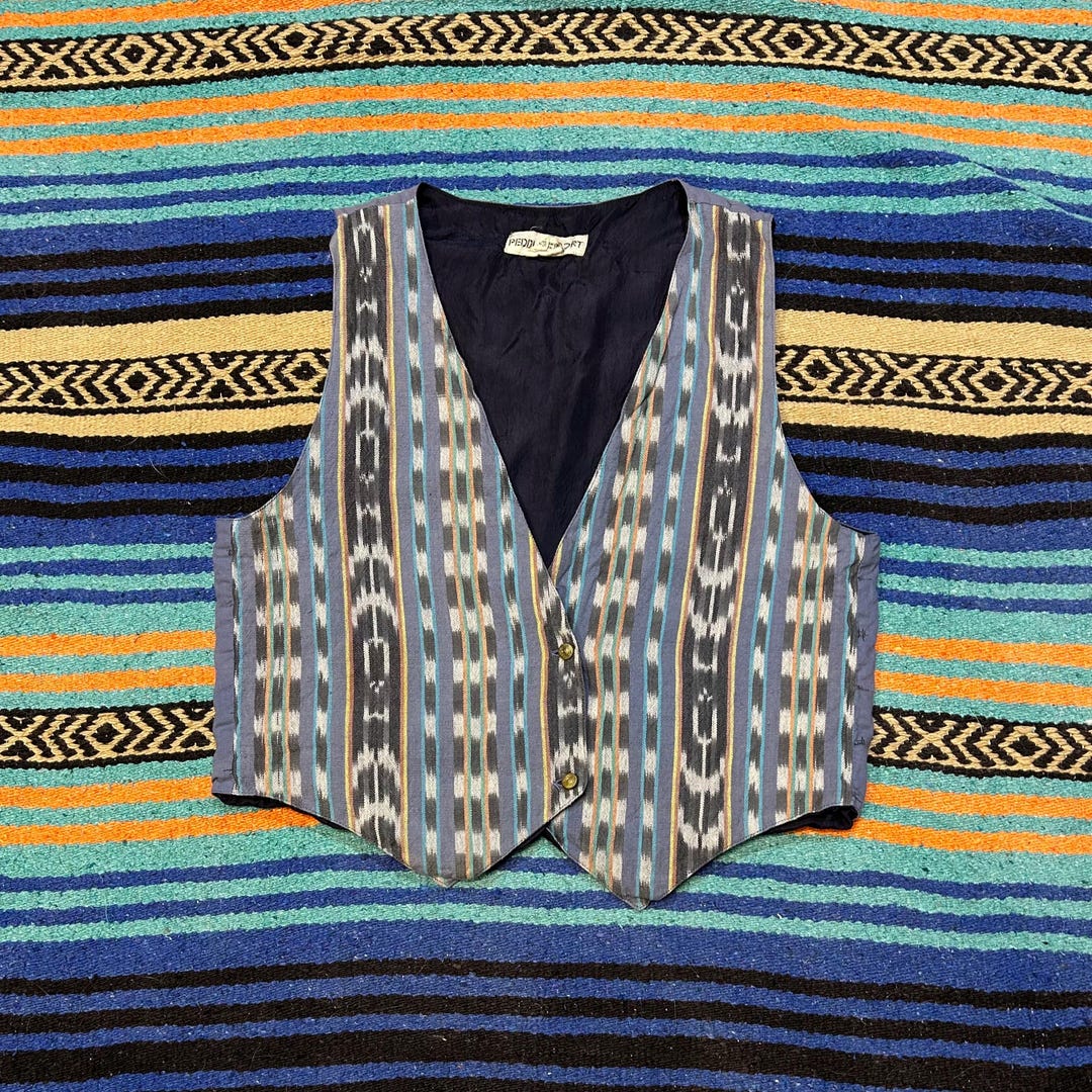 Vintage 1990’s Serape Southwestern Blue Vest, Women’s Medium, Western ...