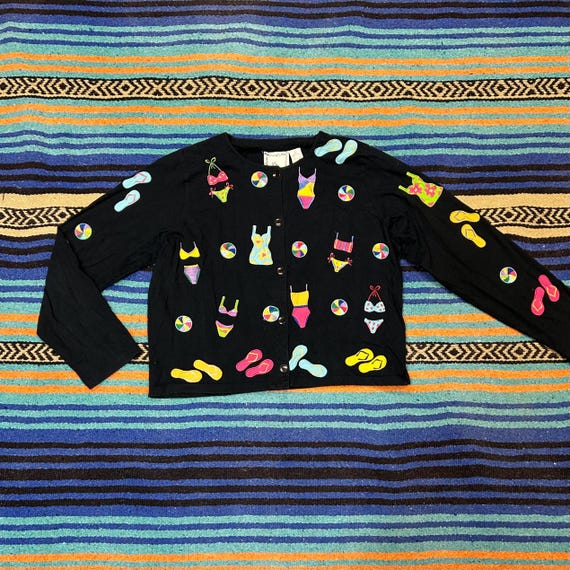 Vintage Michael Simon Embroidered Beach Bikini Cardig… - Gem