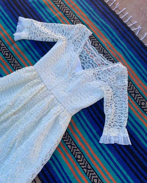 Vintage Handmade Lace Country Ruffle Hi-Low Wedding P… - Gem