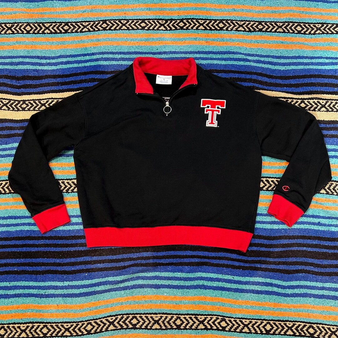 Vintage Texas Tech Champion Cropped Sweater: Quarter Zip, Women's Large ...
