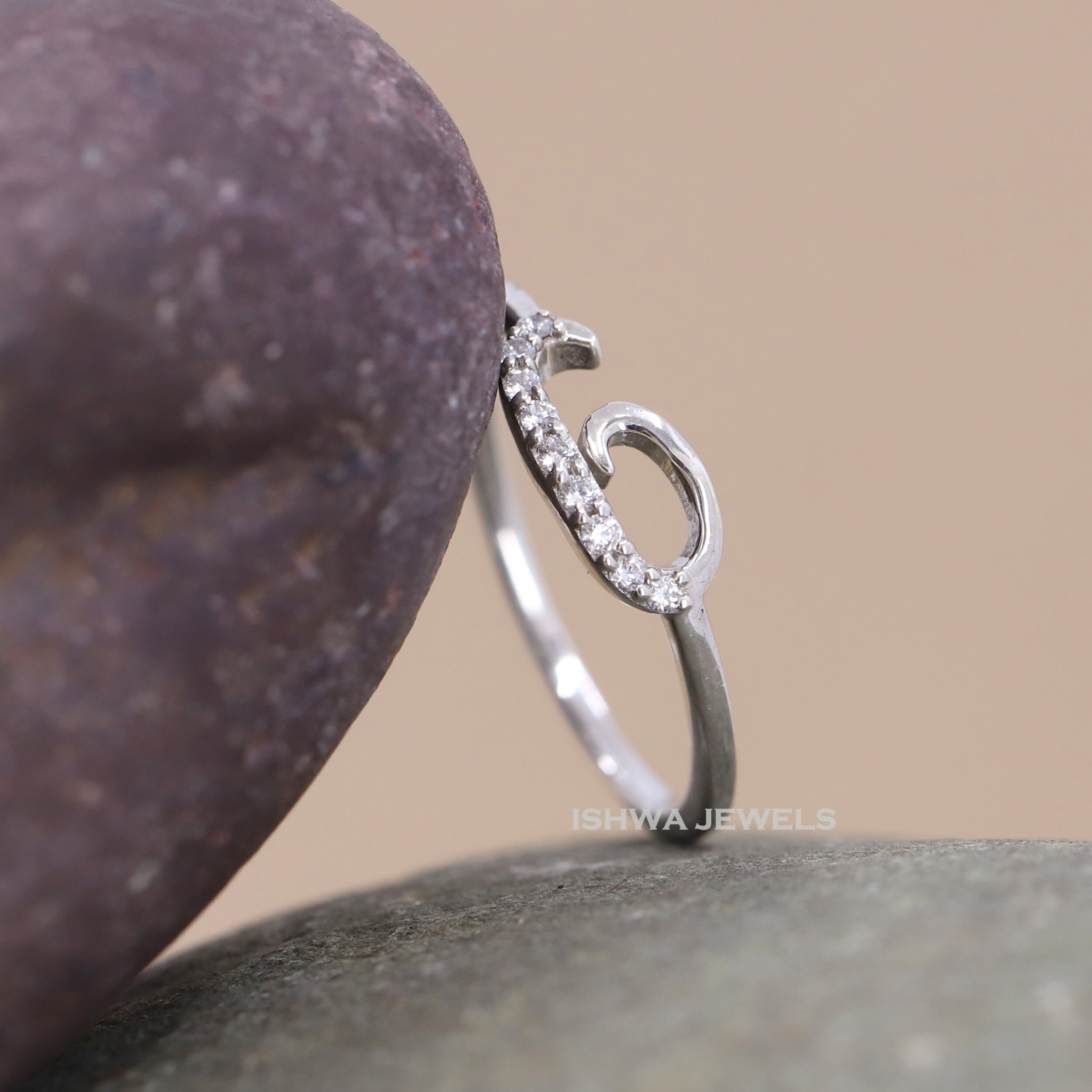 6 Number Diamond Ring/ Natural Diamond Number Ring/ 18K Gold | Etsy