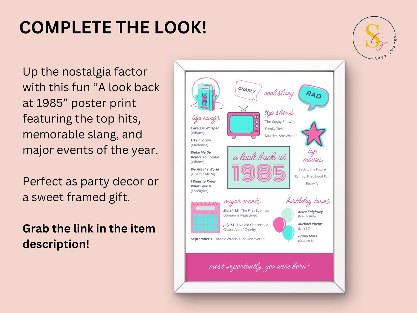 Editable 80s Retro Birthday Invitation – Throwback to 1985 Party Invite ...