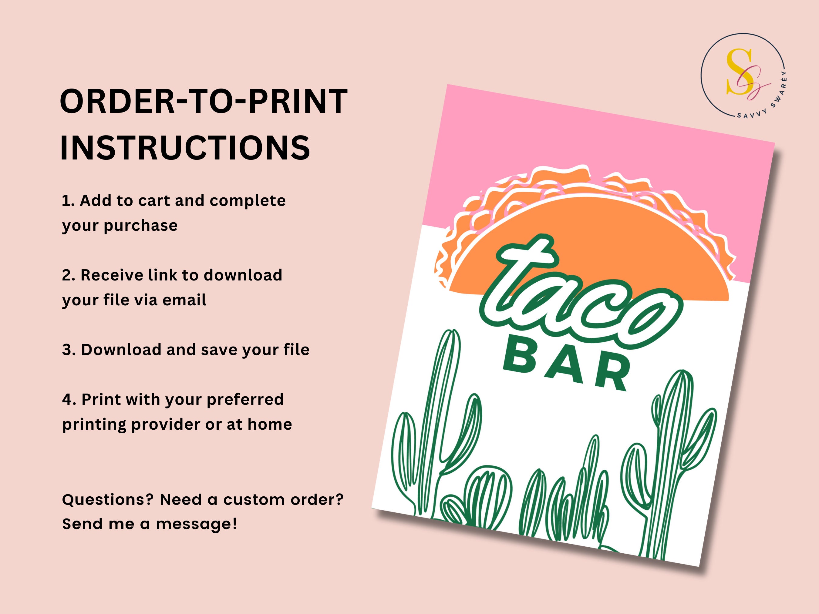 Taco Bar Sign | Digital Download | Fiesta Bridal Shower "taco Bout Love ...