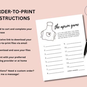Apron Bridal Shower Game | the Apron Game | Unique & Fun Wedding and ...