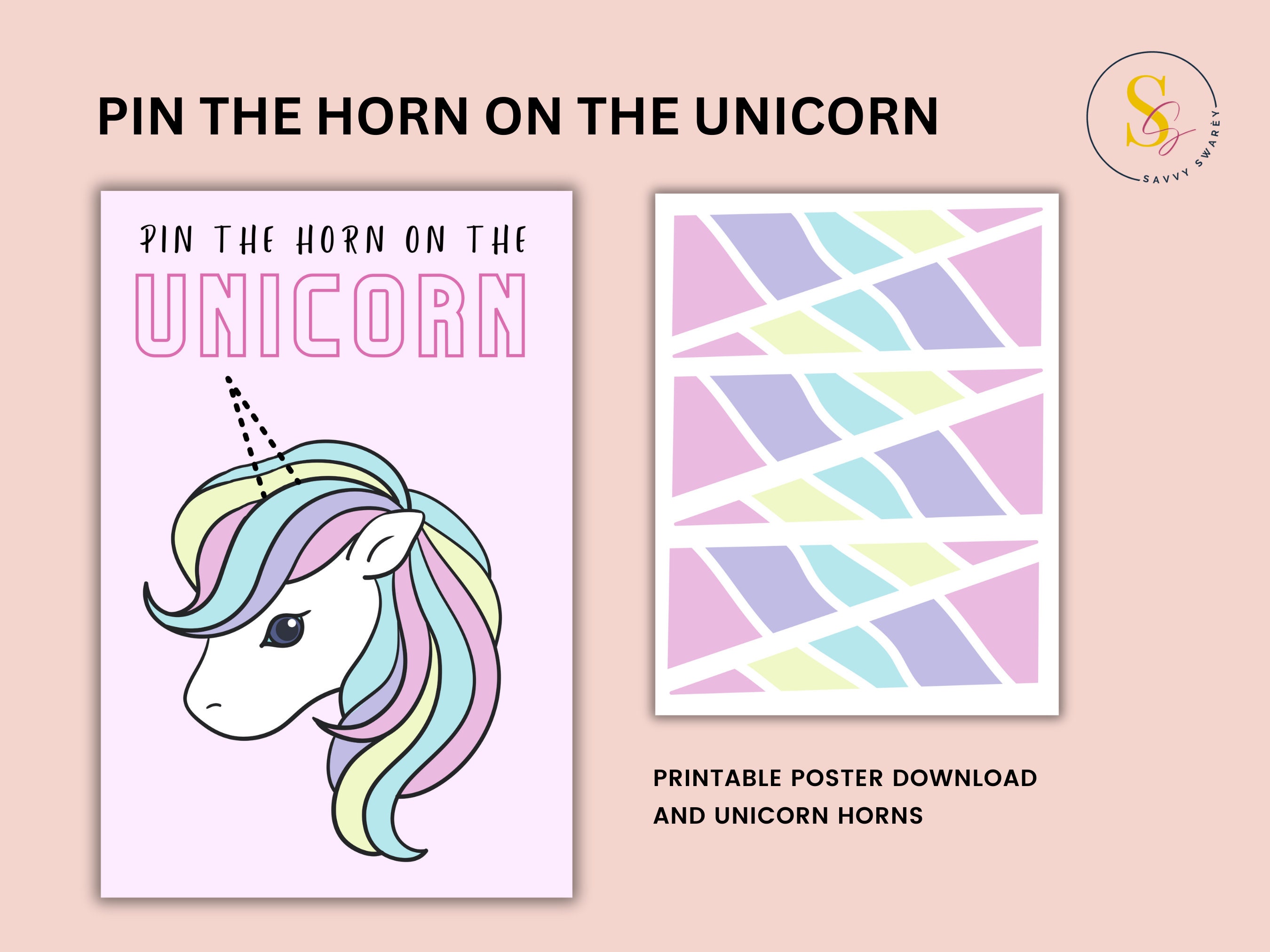 Pin the Horn on the Unicorn Game Poster Printable for a Magical Unicorn ...