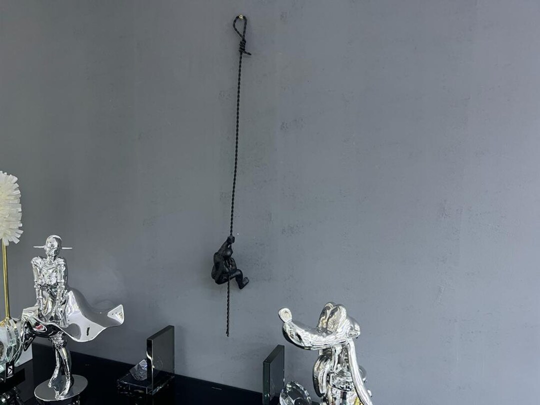 90cm Unique Modern Art Cast Iron Man Climbing on Rope Ornament Black - Etsy