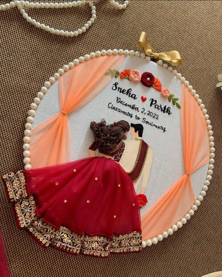 Wedding Gift Embroidered Hoop for Couple, Wedding Calender Hoop, Custom ...