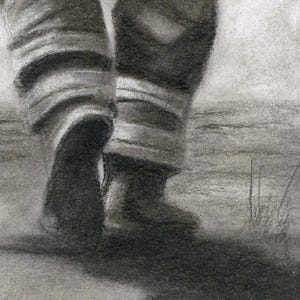 Firefighter Hero Original Charcoal Pencil Drawing, 11x14 Brave Fireman ...