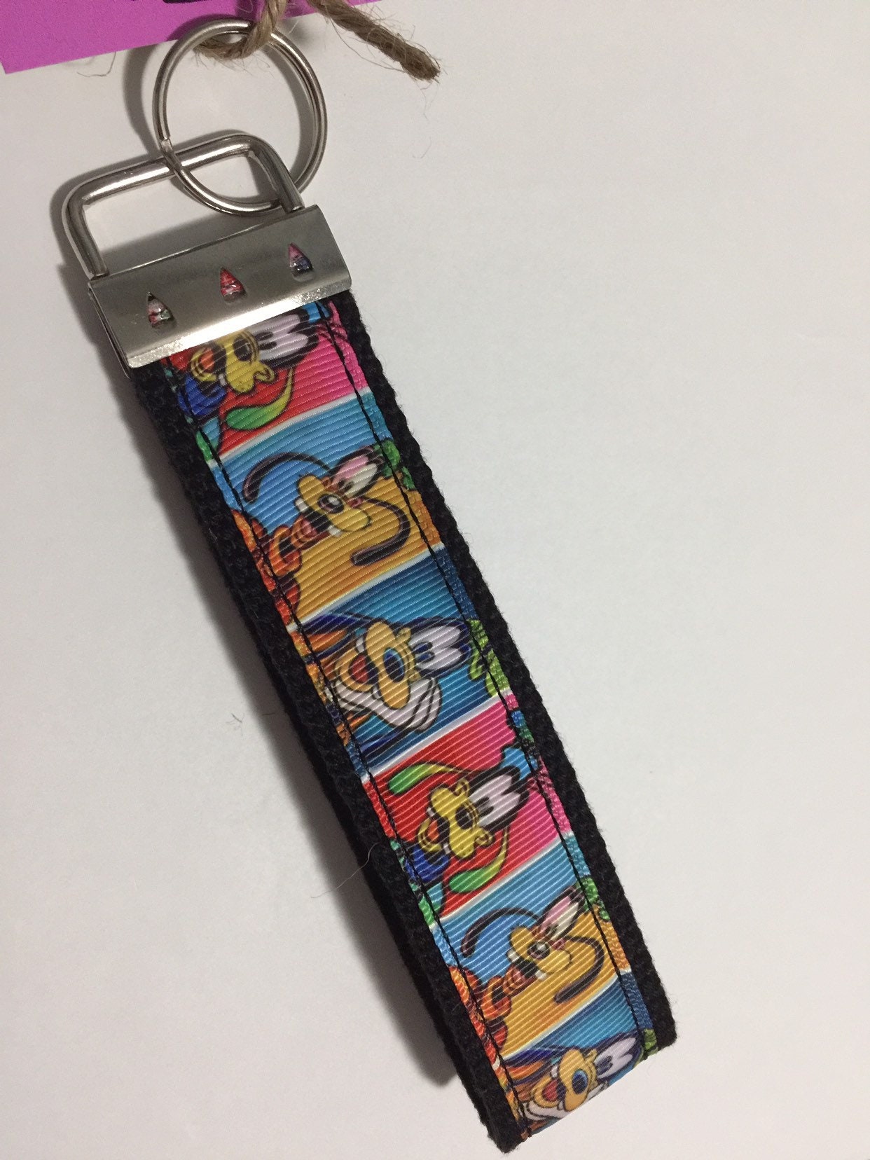 Disney Goofy Faces - Character Key Fob, Key Wristlet, Grosgrain Ribbon ...