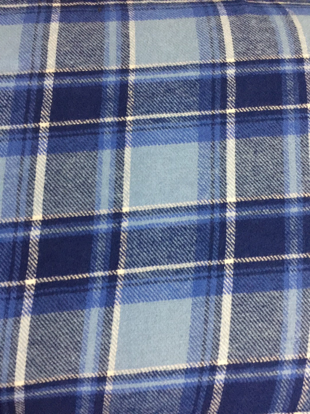 Flannel Lt. Blue and Dk. Blue Squares With Black and White Plaid Yarn ...