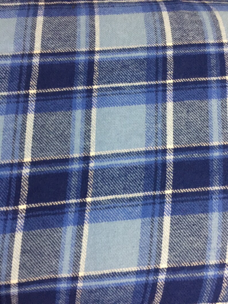 Flannel Lt. Blue and Dk. Blue Squares With Black and White Plaid Yarn ...