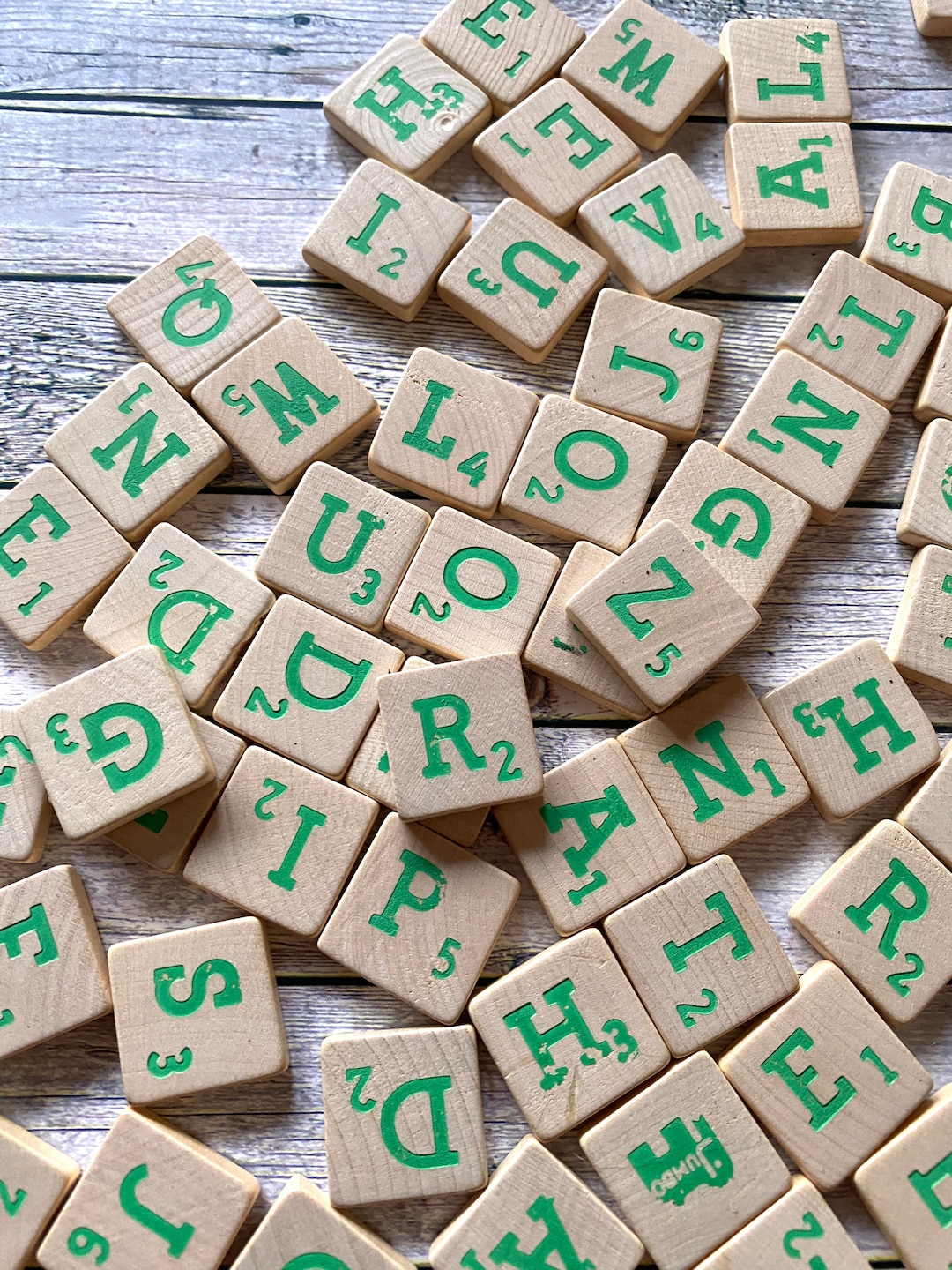 90+ Green Scrabble Letters Vintage Wooden Scrabble Letters Game, Green ...