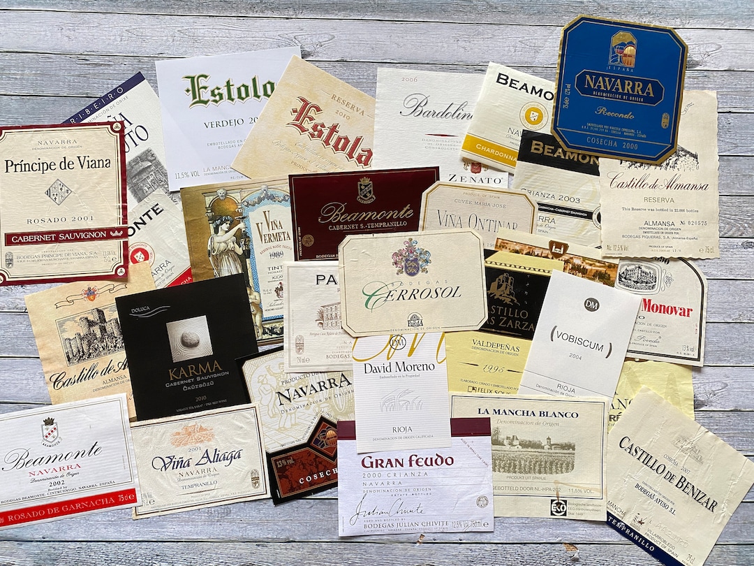 30 Vintage, Wine Labels All Over the World Ephemera, Junkjournaling ...