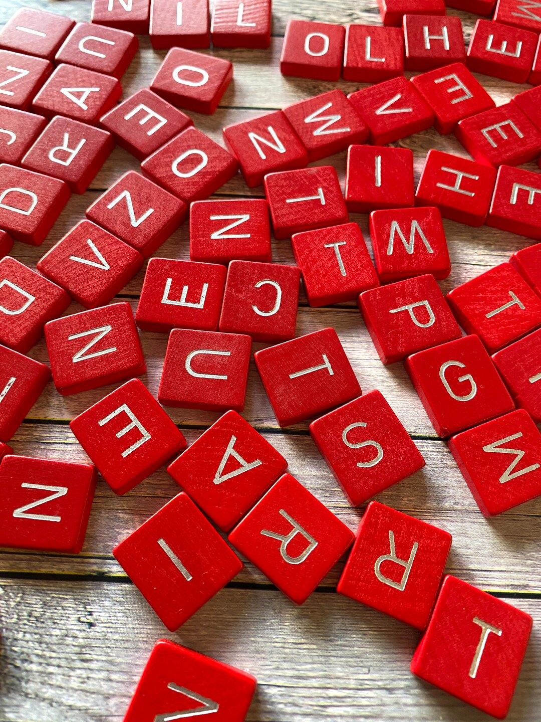 Set of 99 Vintage Wooden Scrabble Letters Game Red - Etsy