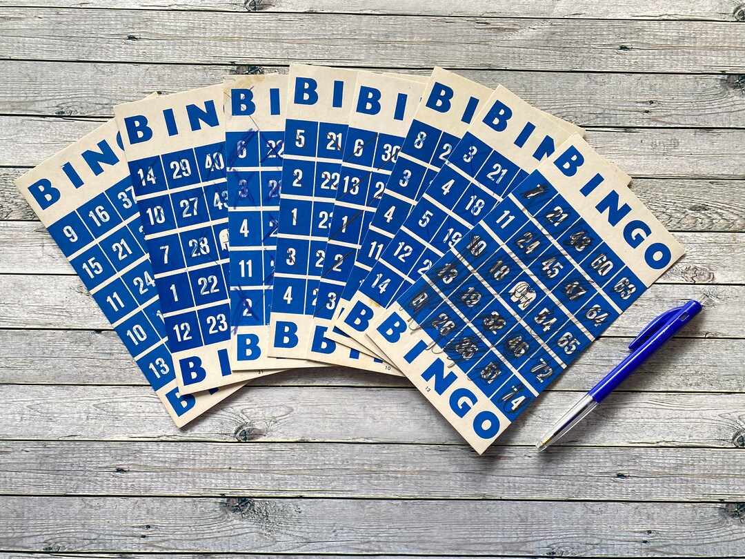 8 Retro Bingo Game Cards Vintage. Real Product Same Type Blue - Etsy ...