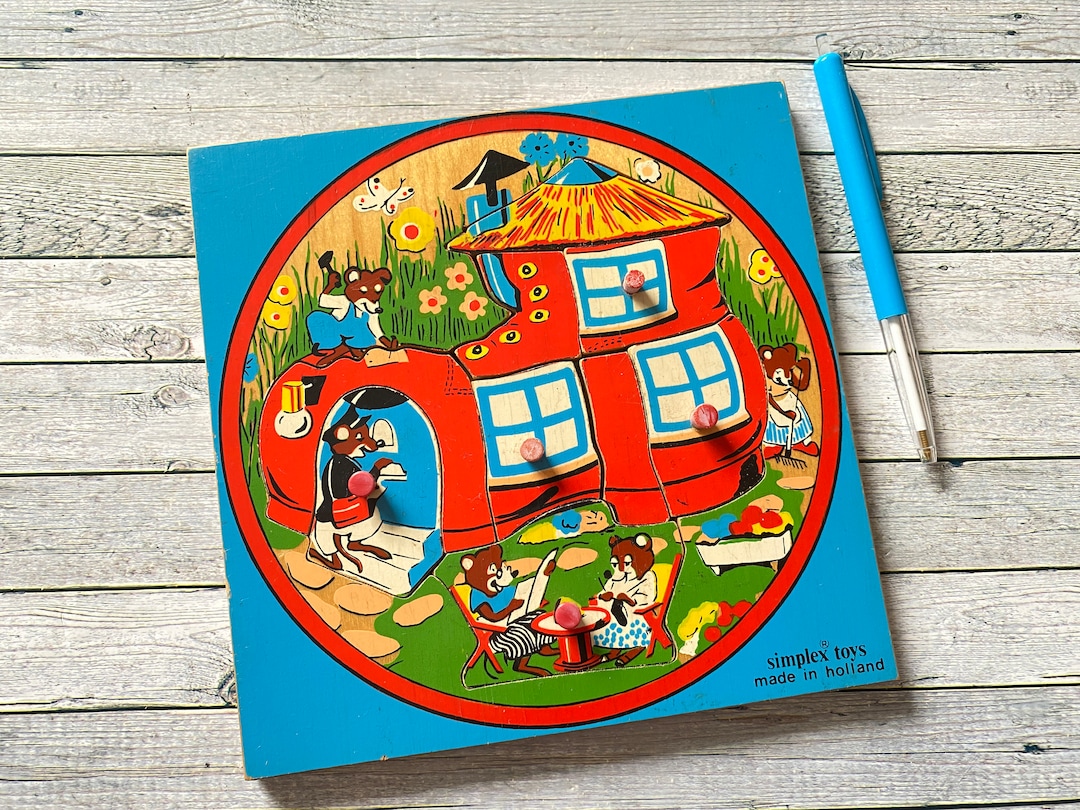 Simplex Wooden Jigsaw Vintage Dutch Mouse Family Made in Holland Wood ...