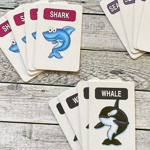 36 Mini Cards Go Fish Memory Game Card Game,sea Animals - Etsy