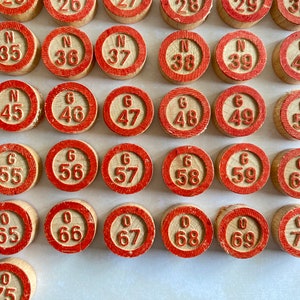 Set of 75, Vintage, Wooden, Bingo Numbers, Tombola Game, Lotto Tiles ...