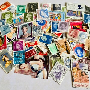 100 Woman Poststamps. Vintage Postage Stamps From All Over the World ...