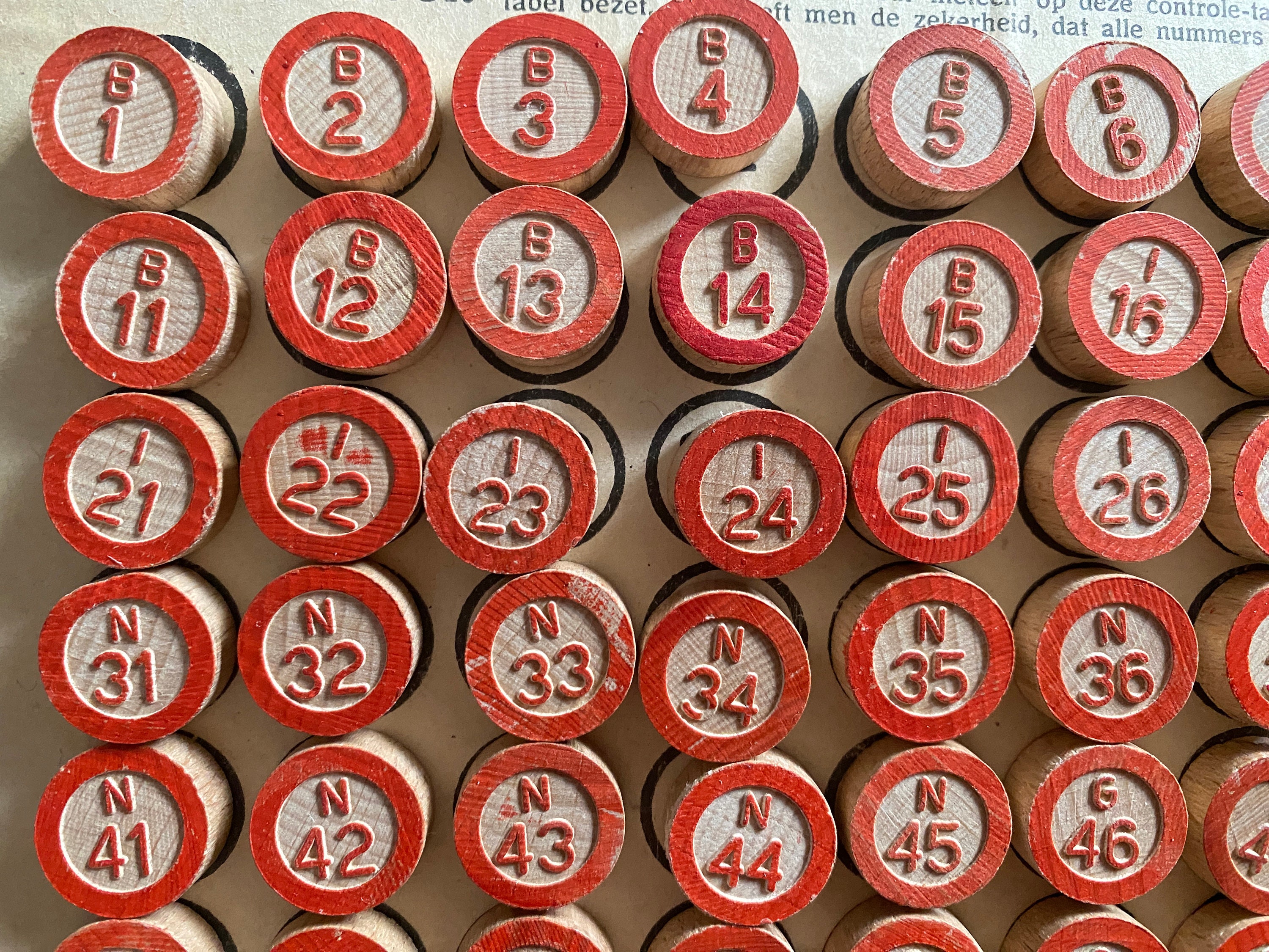 Set of 75, Vintage, Wooden, Bingo Numbers, Tombola Game, Lotto Tiles ...