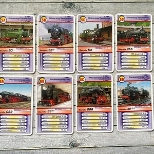 Complete, Vintage, Playing Card, Trains, Locomotives, 32 Cards, Old ...