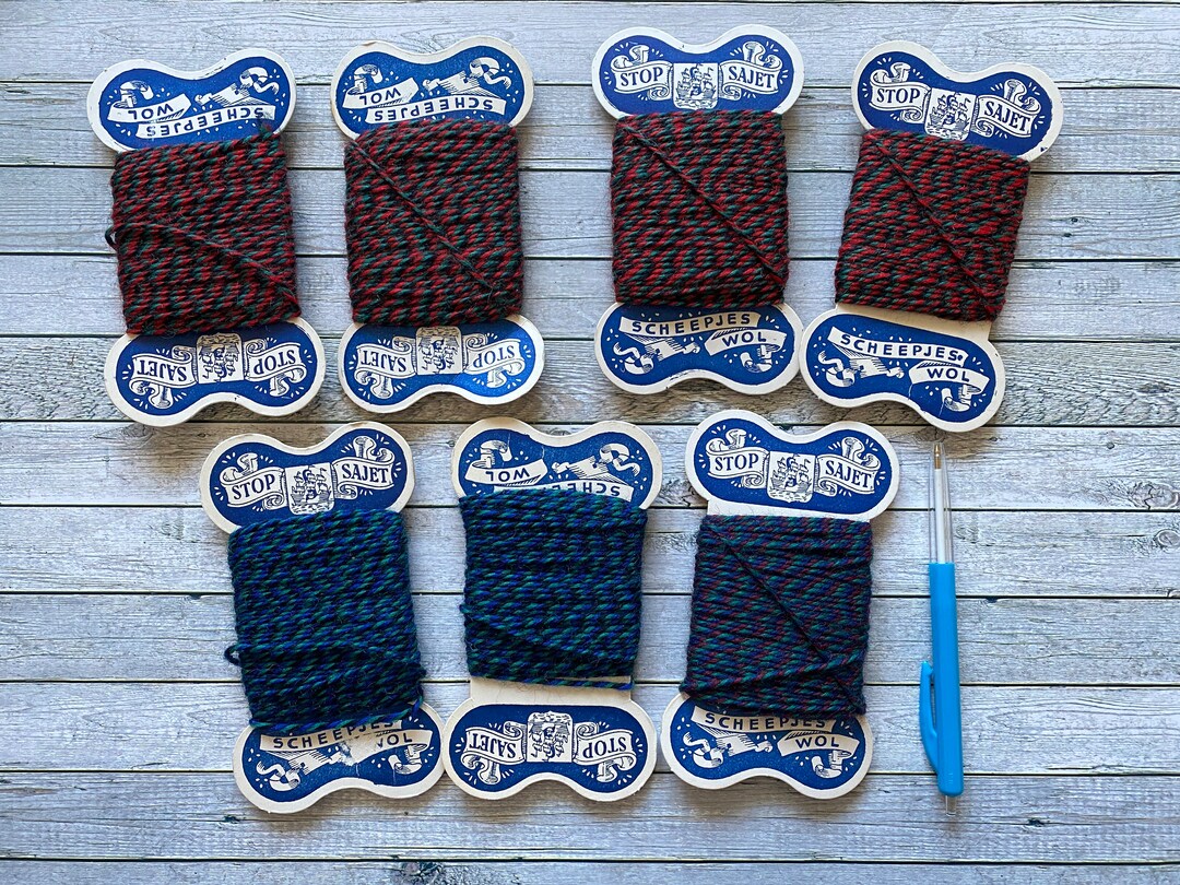 Vintage, Mending Yarn, 7 Wool Cards, Darning Thread, 1970s Vintage ...