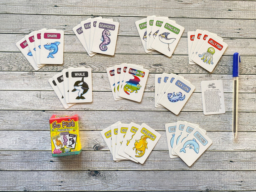 36 Mini Cards, Go Fish, Memory Game, Card Game, Funny Sea Animals ...