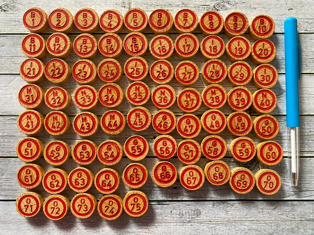 Set of 75, Vintage, Wooden, Bingo Numbers, Tombola Game, Lotto Tiles ...