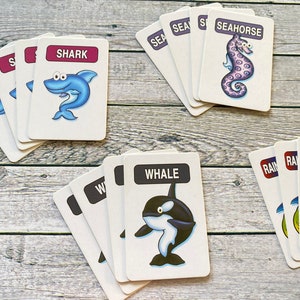 36 Mini Cards, Go Fish, Memory Game, Card Game, Funny Sea Animals ...