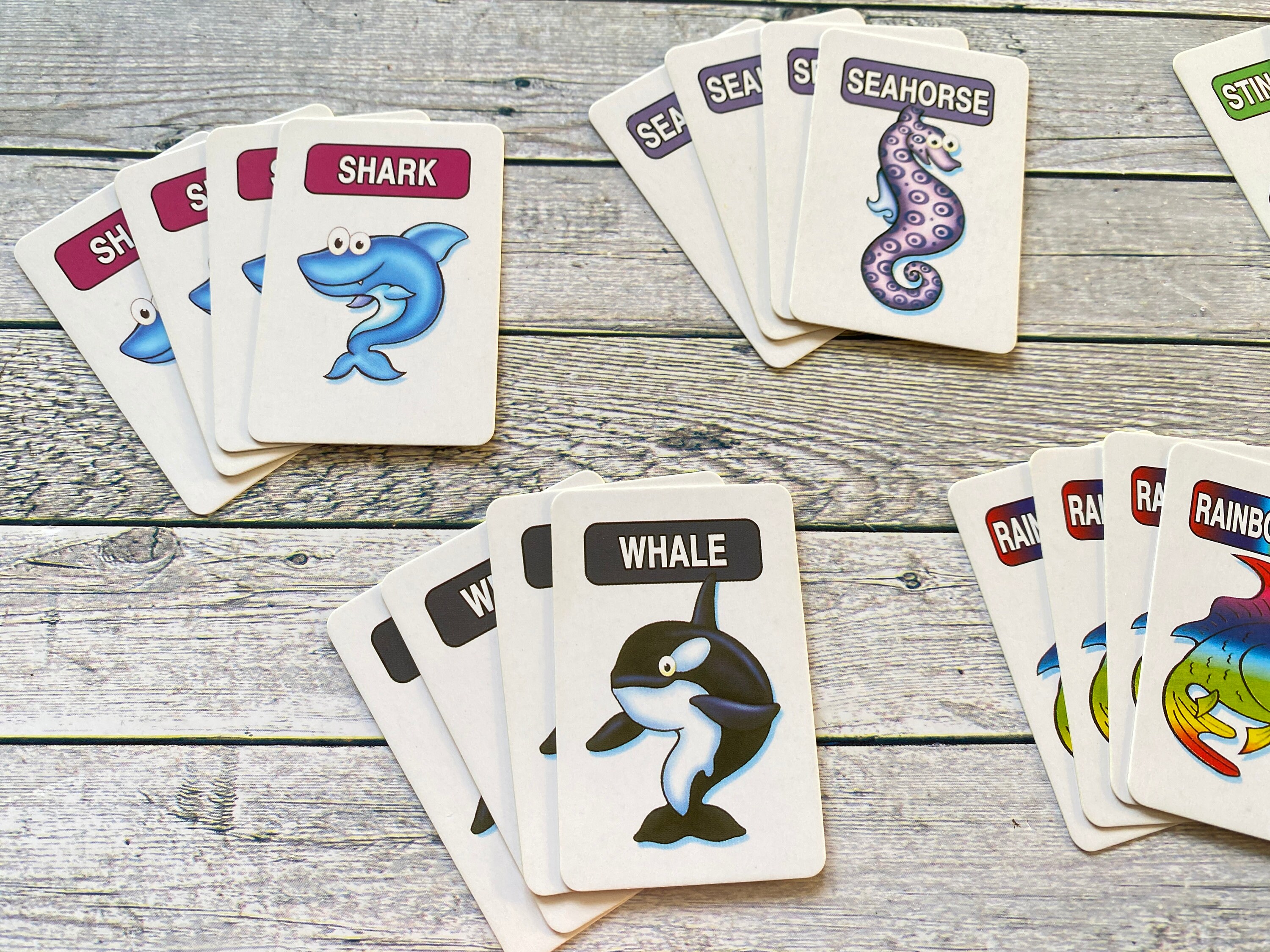 36 Mini Cards Go Fish Memory Game Card Game,sea Animals - Etsy