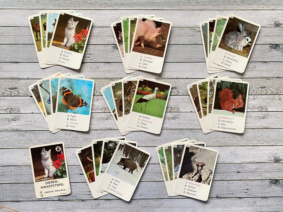 28 Cards, Animal Vintage, Quartet Game. It Has a Wildlife Theme. All ...