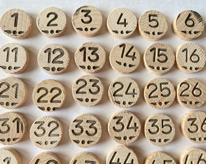 Set of 75, Vintage, Wooden, Bingo Numbers, Tombola Game, Lotto Tiles ...