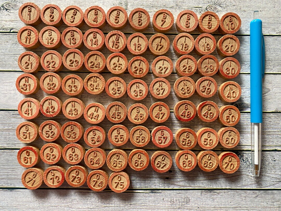 Set of 75, Vintage, Wooden, Bingo Numbers, Tombola Game, Lotto Tiles ...