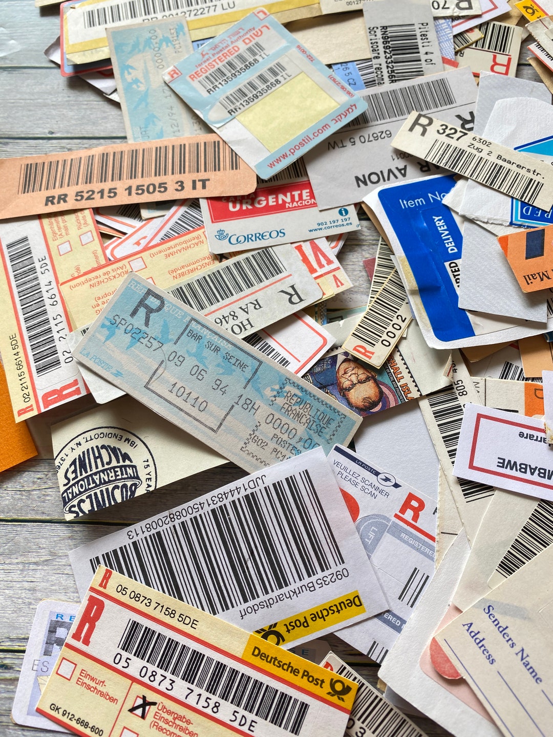 25 Registered Mail Labels, Worldwide, Ephemera, Collectibles, Vintage ...