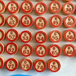 Set of 75, Vintage, Wooden, Bingo Numbers, Tombola Game, Lotto Tiles ...