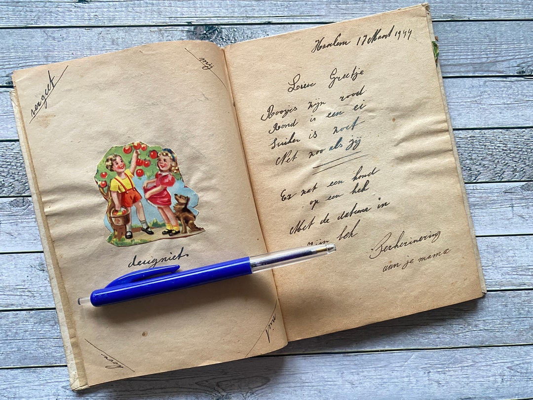 1944 Dutch Poetry Album Handwritten Album of Verses - Etsy