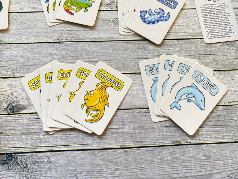 36 Mini Cards Go Fish Memory Game Card Game,sea Animals - Etsy