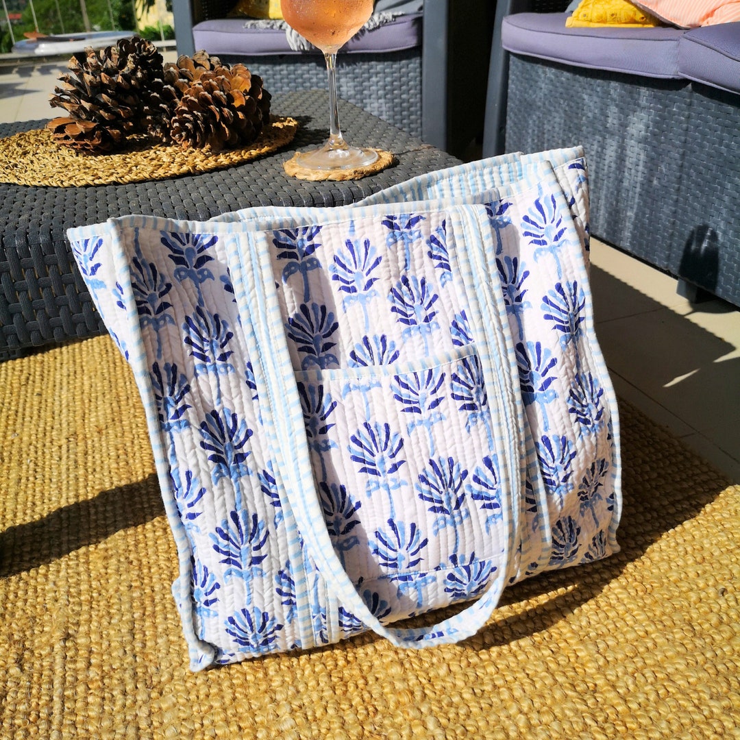 Pure Cotton Quilted Tote Bag | Reversible | Handmade | Ethically Made ...