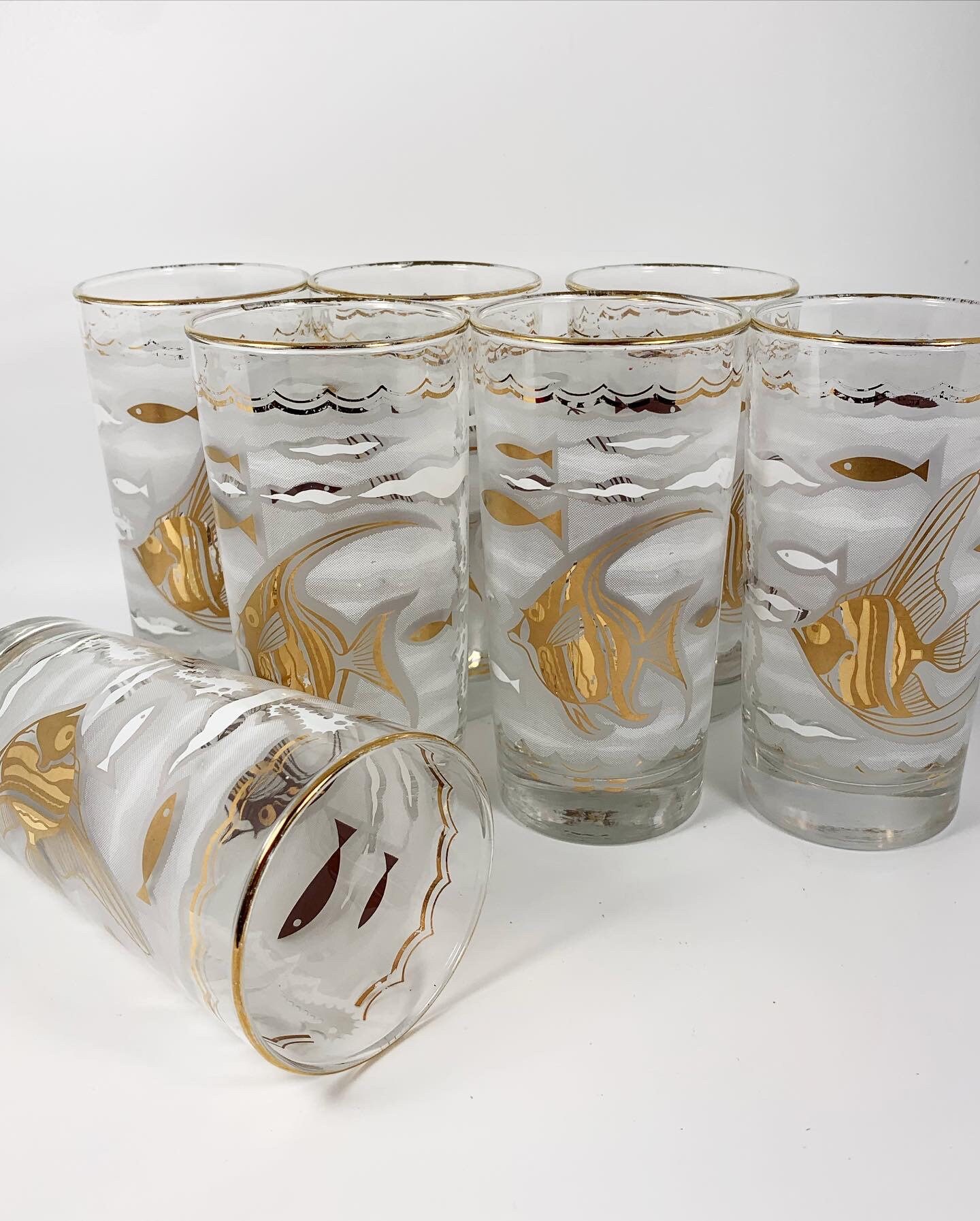 Libbey Marine Life Pattern Highball/drinking Glasses Atomic - Etsy